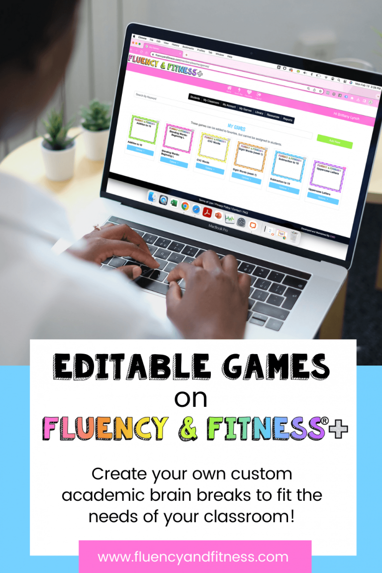 EDITABLE FLUENCY & FITNESS GAMES • Fluency and Fitness®+